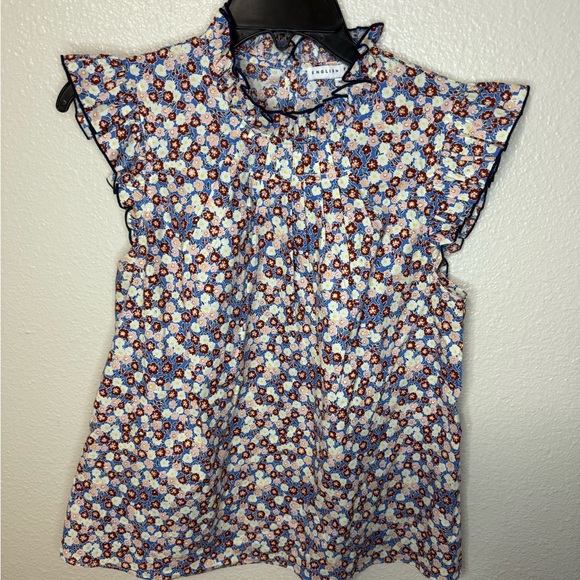 English Factory | Tops | English Factory Floral Blouse With Ruffle Cap ...